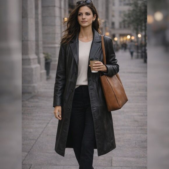 jf j.ferrar | Jackets & Coats | Vtg Joseph Ferrar M Black Long Genuine ...
